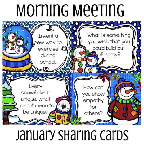 Sharing & Discussion Morning Meeting Cards- January by Lessons By The Lake