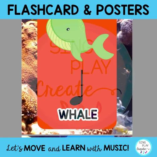 Rhythm Flash Cards, Posters, Games, Activities: {Whole Note} Ocean Friends