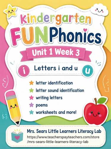 Kindergarten Phonics Activities | Unit 1 Week 3 | Short Vowels i & u