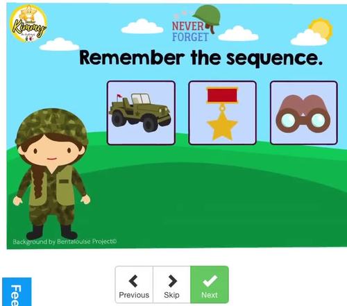 Memorial Day Picture Sequencing Visual Memory Boom Cards by Teacher Kimmy