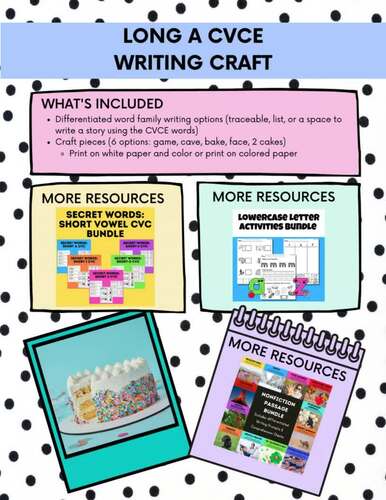 Silent E Long A Phonics Writing Craftivity - CVCE Magic E Writing & Craft