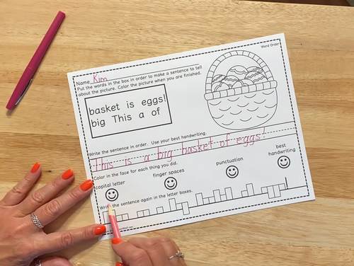 Sentence Writing/Scrambled Sentences Grades 1-2 Easter Writing Center