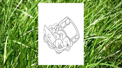 Eggs With Funny Faces Coloring Page For Kids And Adults Easter by ...