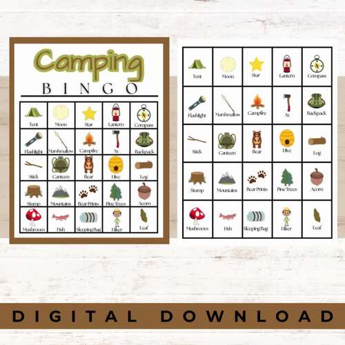 Camping Bingo | Nature | Game | Preschool | by Healing Home | TPT