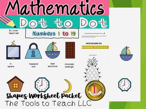 Connect Dot-to-Dot Shapes Worksheet Packet Numbers 1 to 19 No Prep Grade 1