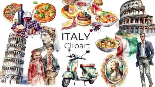 Italian Clipart - Watercolor by Fun Creatives | TPT