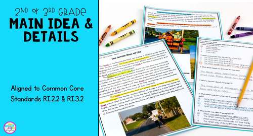 Main Idea and Details Reading Comprehension Passages & Questions RI.2.2 RI.3.2