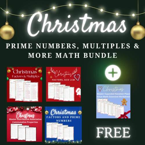 Christmas Math Factors, Multiples and Prime Numbers Bundle + Free Bonus ...
