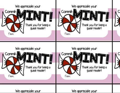 Mint Guest Reader Appreciation Gift Tag- We appreciate your commit-MINT!