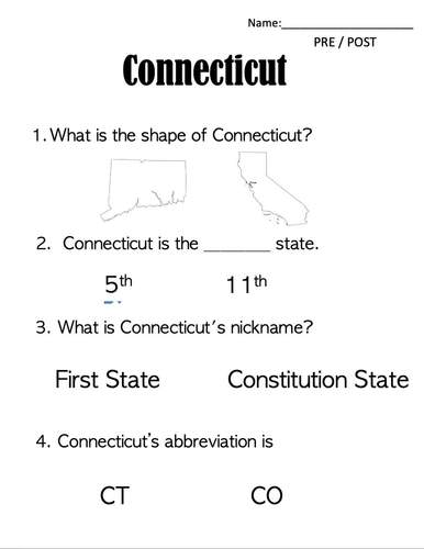 Connecticut Worksheets, Special Education, 50 States by All About SPED