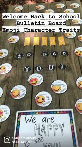 Welcome Back to School Bulletin Board | Emojis by Teachers in the RV