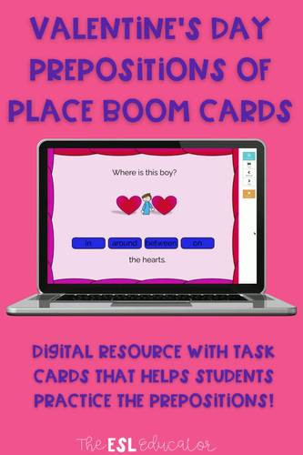 Valentines Day Prepositions Task Cards by The ESL Educator | TPT