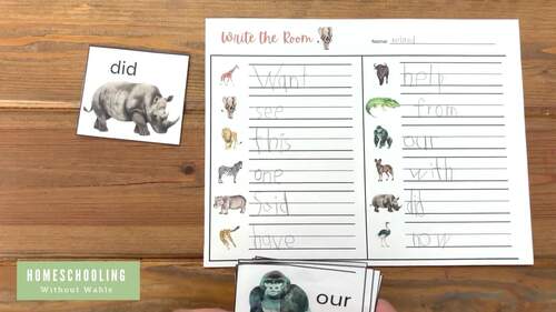 Sight Word Write the Room Game // Scavenger Hunt // Safari Animal Theme