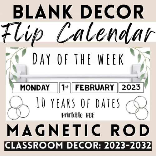 Flip Calendar | Day of the Week | Blank Classroom Décor Whiteboard Display