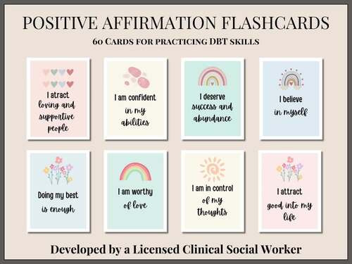 Affirmation cards, positive quote flash cards, affirmations cards, self ...