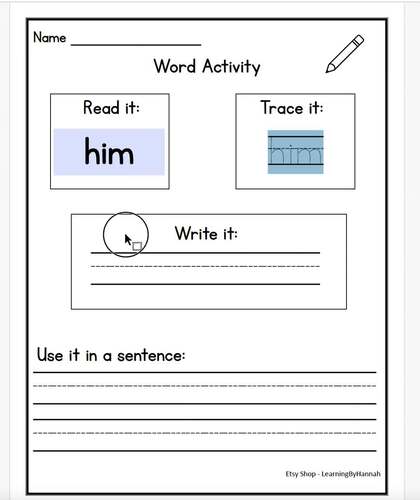 Word Activity Editable Template for Sight Words by LearningByHannah