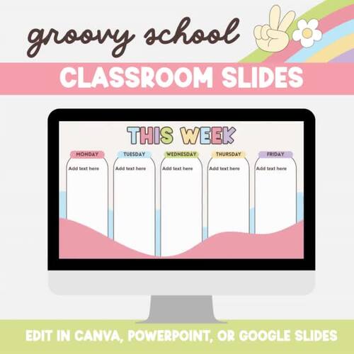 Editable Classroom Slides | Groovy Retro Pastel | Morning Slides, Daily ...