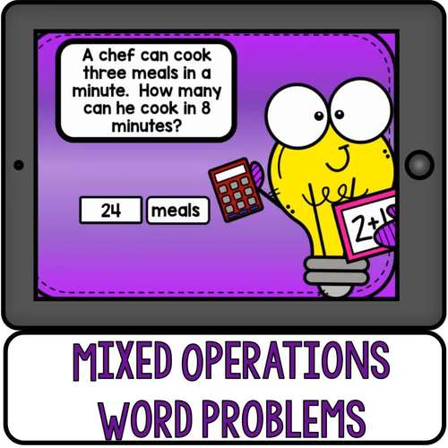Mixed Operations Word Problems Boom Cards Digital Task Cards | TPT