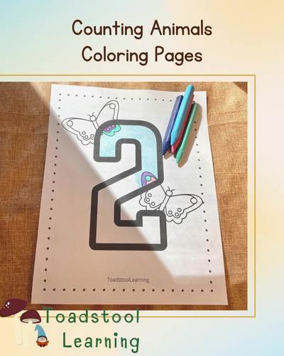 Counting Animals Coloring Pages by Toadstool Learning | TPT