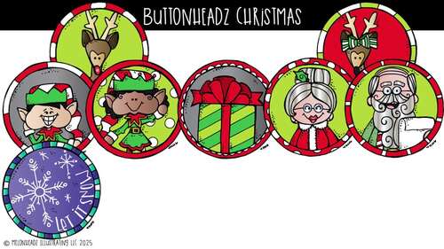 Buttonheadz Christmas clip art, Badge clip art, Round clip art COLORED ...