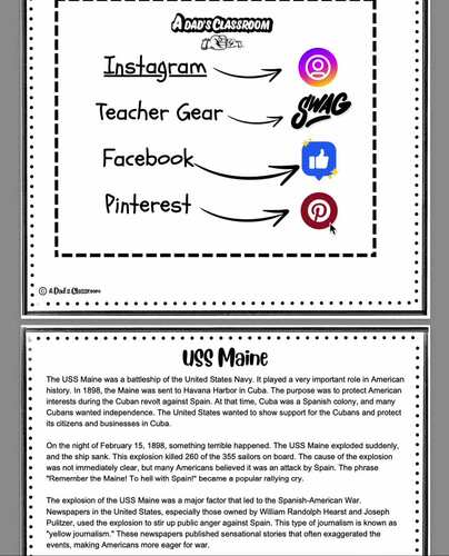 USS Maine Reading Worksheet | Spanish-American War Comprehension & Writing