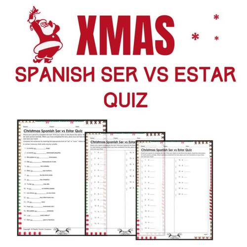 Christmas Navidad Spanish Ser Vs Estar Grammar practice Quiz Activity ...