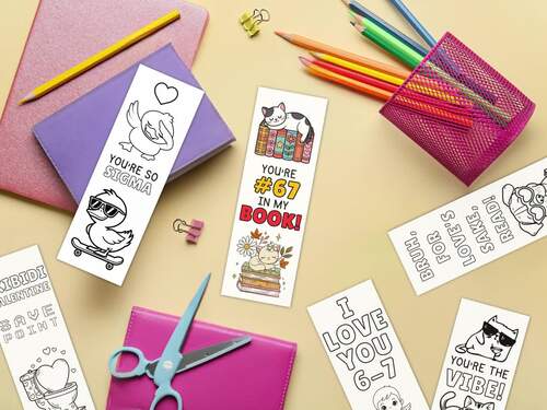 February Printable Bookmarks To Color Valentine Template, Kids Holiday ...