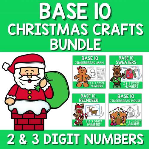 Base 10 Ten Blocks Christmas Holiday Craft Bundle 2nd Grade Fun Math ...