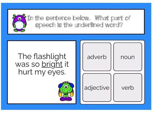 Parts of Speech BOOM Cards (N., V., ADJ. & ADV.) by Erin J Murray