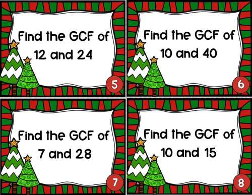 Christmas Greatest Common Factor (GCF) Task Cards by Rebecca's Ready ...