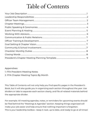 FFA Officer Binder | The Ultimate 289-Page Leadership Chapter Notebook ...