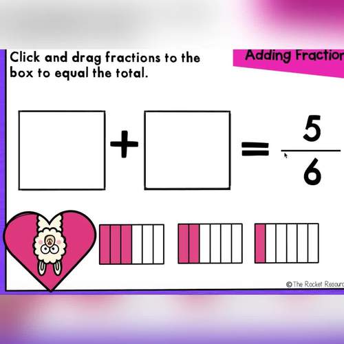 Valentine's Day Adding Fractions with Like Denominators BOOM Cards 4th ...