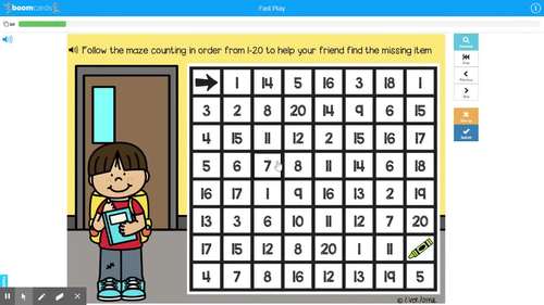 Number Maze Counting by 1s Boom Cards (0-20) (School Theme) by Ever Joyful