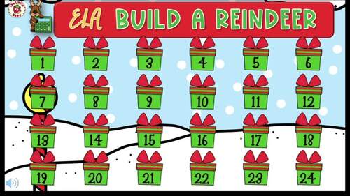 Christmas Kindergarten ELA Build-A-Reindeer Game + Printable Worksheet