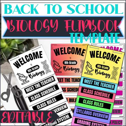 Back to School Biology Editable Flipbook Template| Meet the Teacher