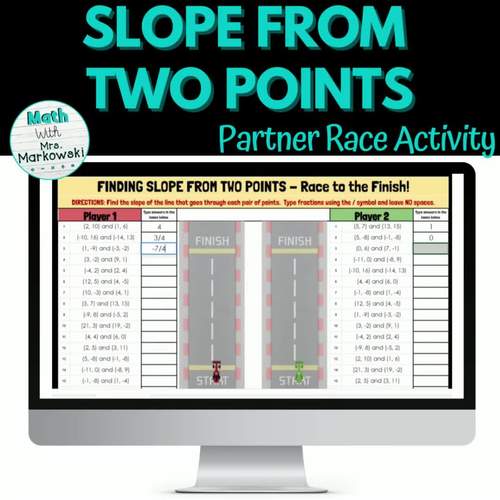 Finding the Slope from Two Points Digital Race Activity | TPT