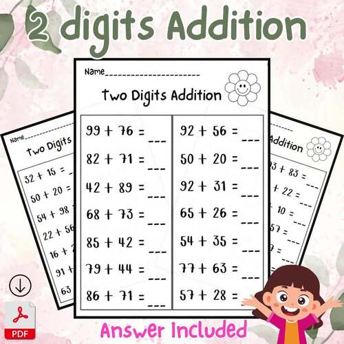 Two-Digit Addition Worksheets with Answer Key | Fun Math Practice for Kids