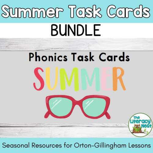 Summer Phonics Review Task Cards Bundle by Emily Gibbons The Literacy Nest