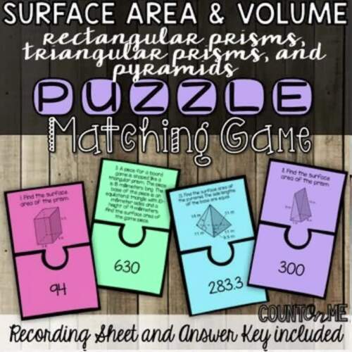 Surface Area and Volume Matching Game by Thriving Teacher Inc | TPT