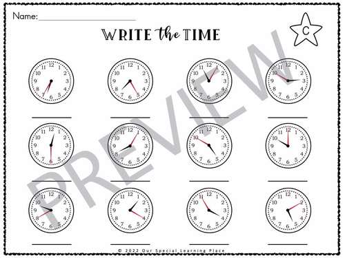 Telling Time in Five-Minute Intervals by Our Special Learning Place