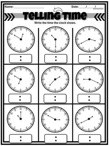 Telling Time Worksheets 2nd Grade Math by Motivated Learners | TPT