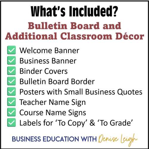 Business Education Class Bulletin Board & Classroom Décor Set | Back to ...