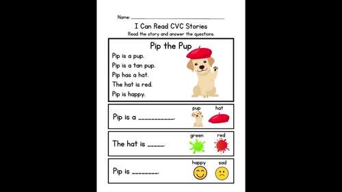 CVC Stories | Homeschool | Early Reader by 1813 Studios | TPT