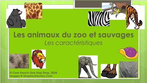 Core French Zoo and Wild Animals: Animal Characteristics Vocabulary ...
