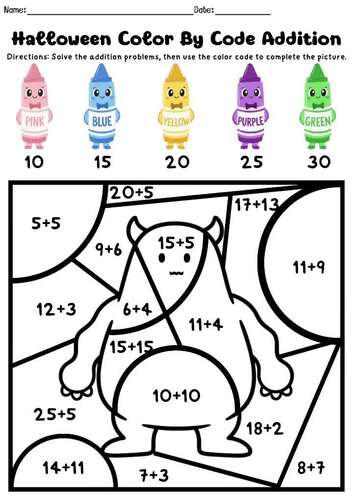 Halloween Math Worksheets and Art Activities by Teacher for fun | TPT