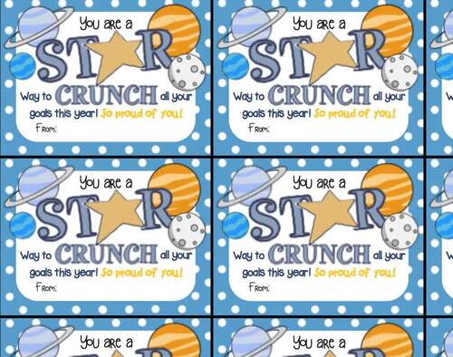 Star Crunch Cookie End of Year Gift Tag- You're a STAR! Way to Crunch ...