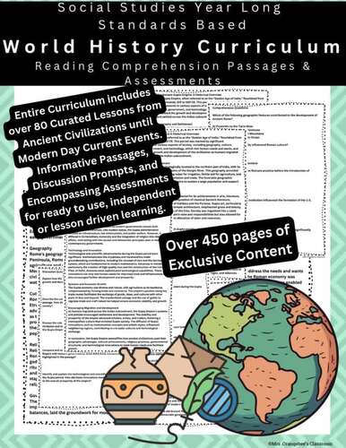 World History Social Studies Curriculum Year Long Bundle Passages ...