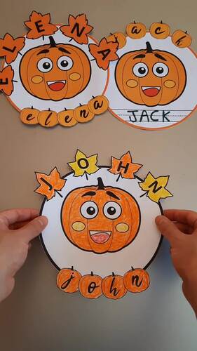 Pumpkin Name Craft Activity – Fall Name Craft – October Bulletin Board ...