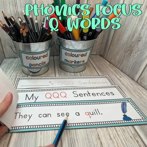 Phonics focus ‘Q’ words for literacy centers and early readers. | TPT