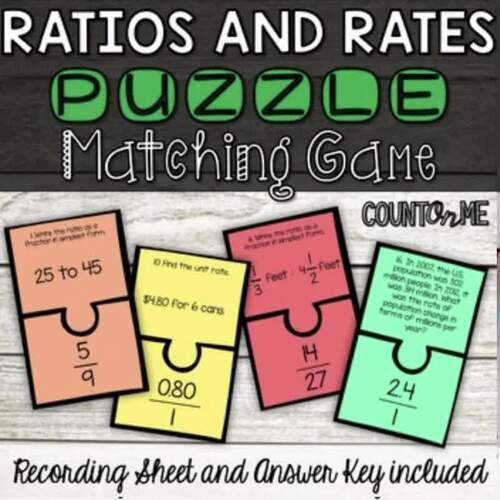 Ratios and Rates Matching Game by Thriving Teacher Inc | TPT
